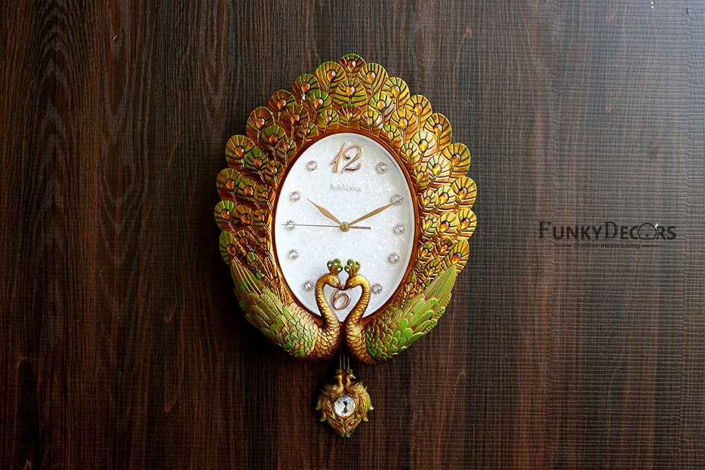 Pearl Multicolor Peacock Pendulum Wall Clock , Wall Watch , Wall Decor ...