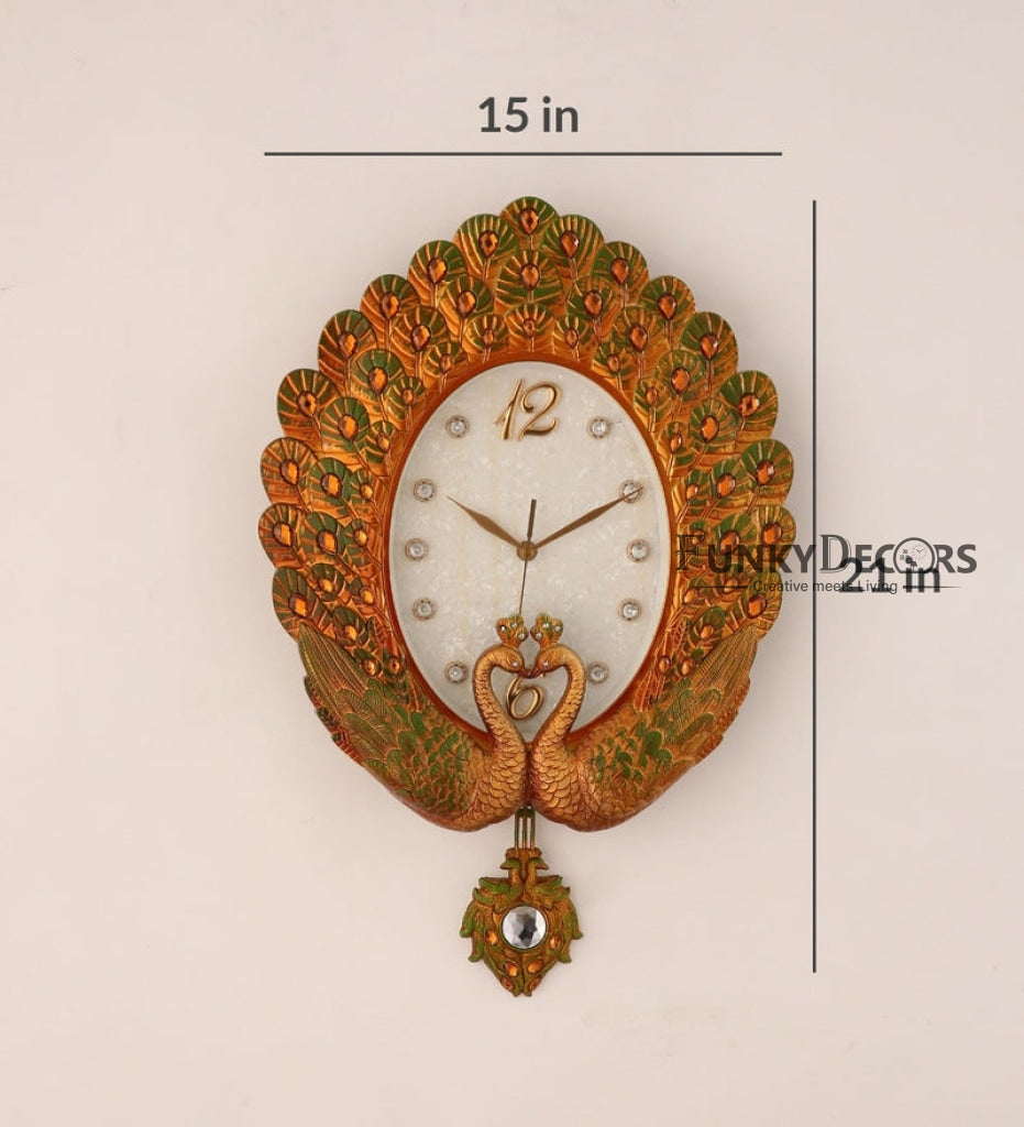 Pearl Multicolor Peacock Pendulum Wall Clock , Wall Watch , Wall Decor ...