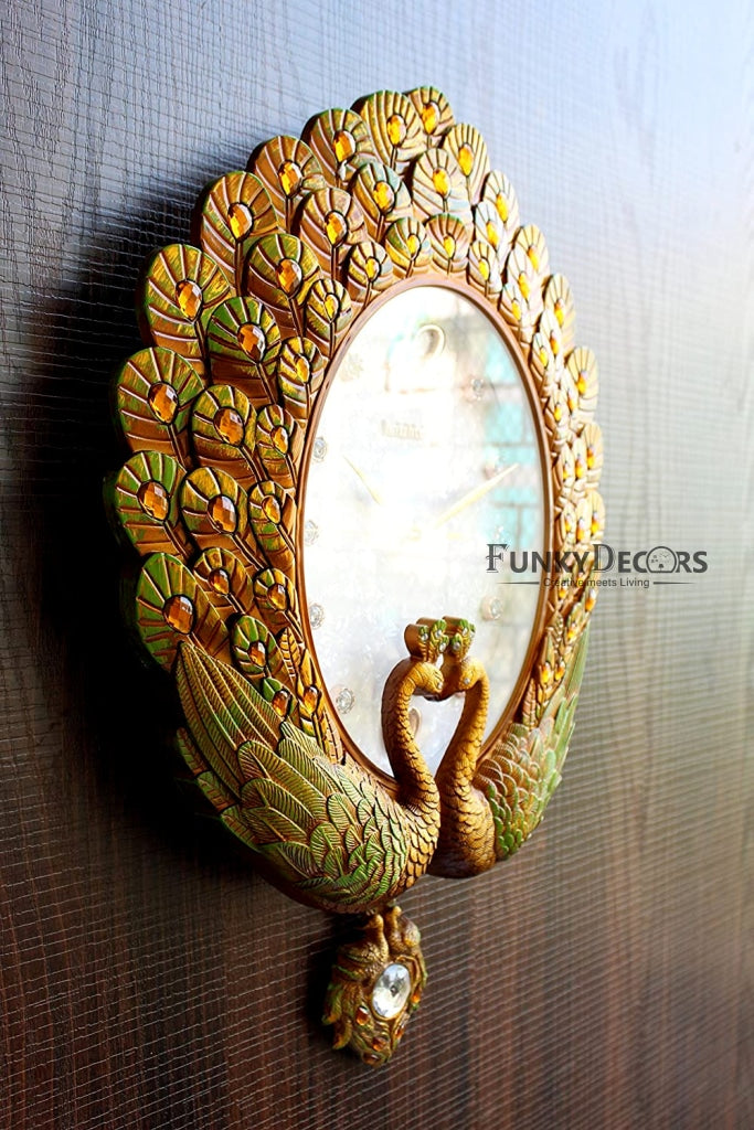 Pearl Multicolor Peacock Pendulum Wall Clock , Wall Watch , Wall Decor ...