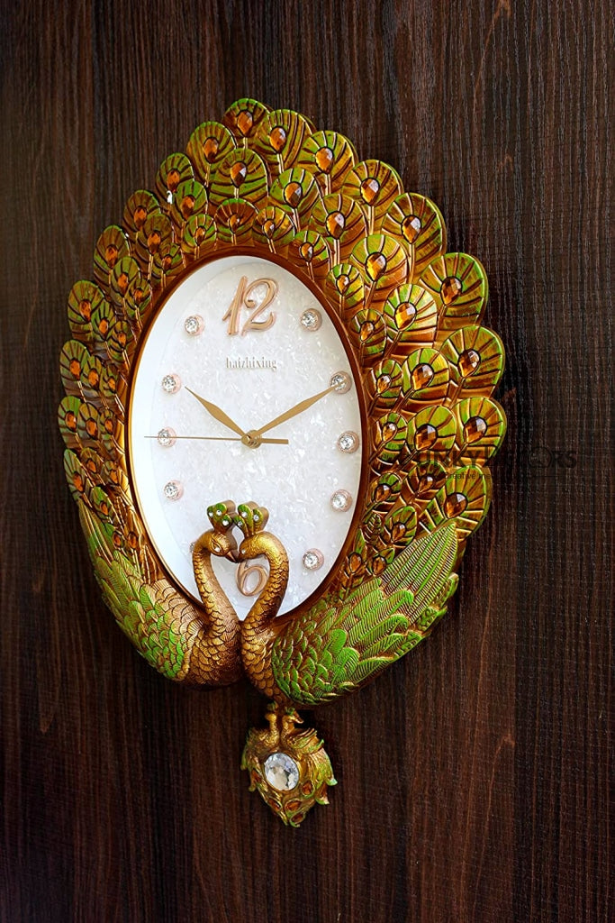 Pearl Multicolor Peacock Pendulum Wall Clock , Wall Watch , Wall Decor ...